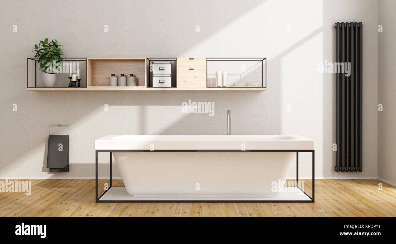 Minimalist white bathroom Stock Photo - Alamy