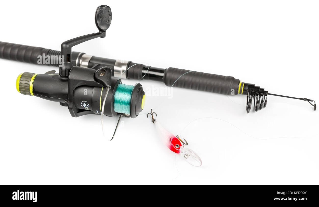 Fishing rod and bait Stock Photo - Alamy