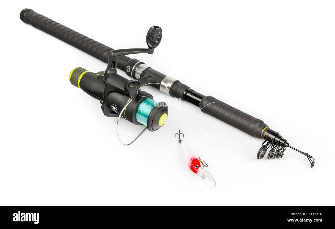 Fishing rod and bait Stock Photo - Alamy
