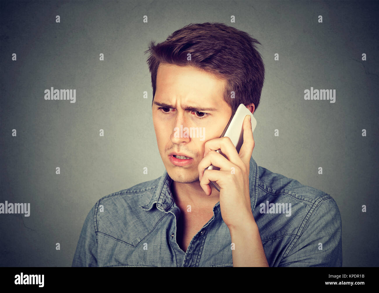 Mobile phone speaking stressed hi-res stock photography and images - Alamy