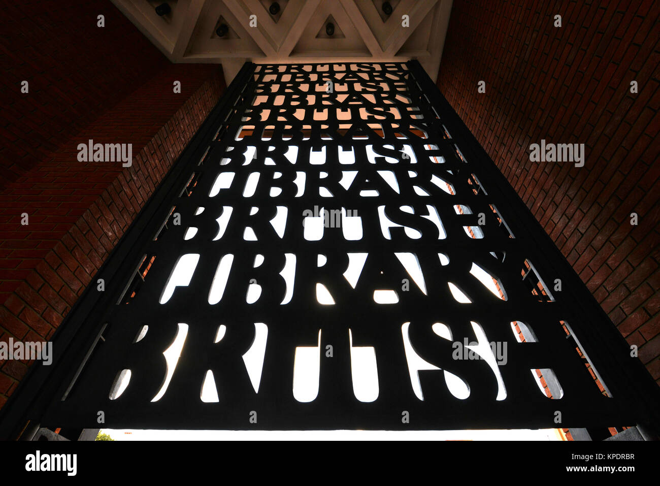 The entrance gate, designed by Lida and David Kindersley, of the ...