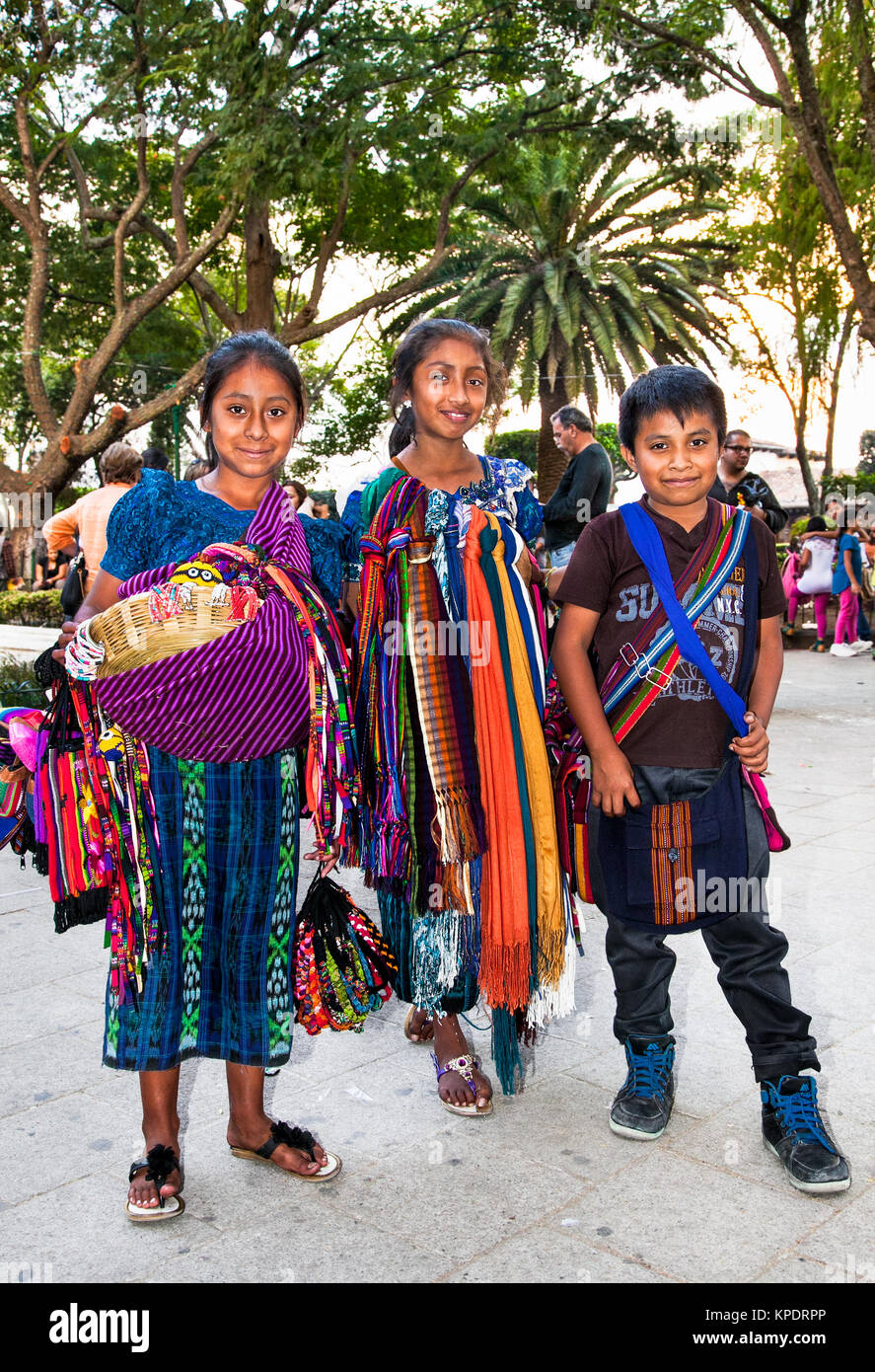 ANTIGUA, GUATEMALA-DEC 26, 2015: : Guatamalian children salling ...