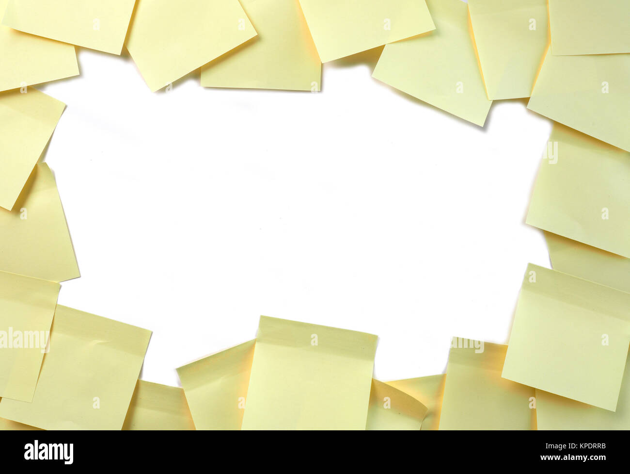 Frame of yellow sticky notes on a white background Stock Photo - Alamy