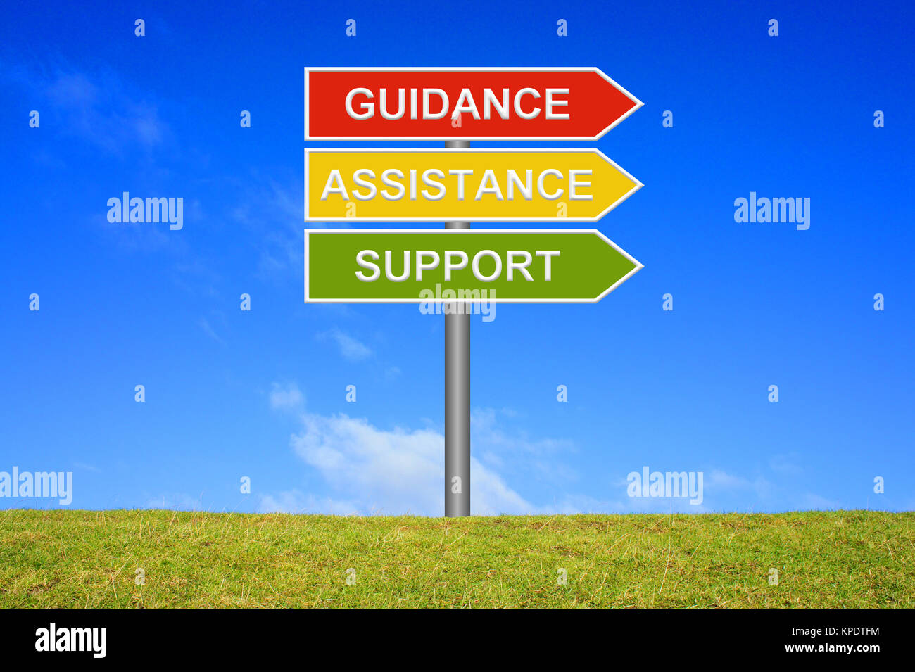 sign signpost shows guidance assistance support Stock Photo - Alamy
