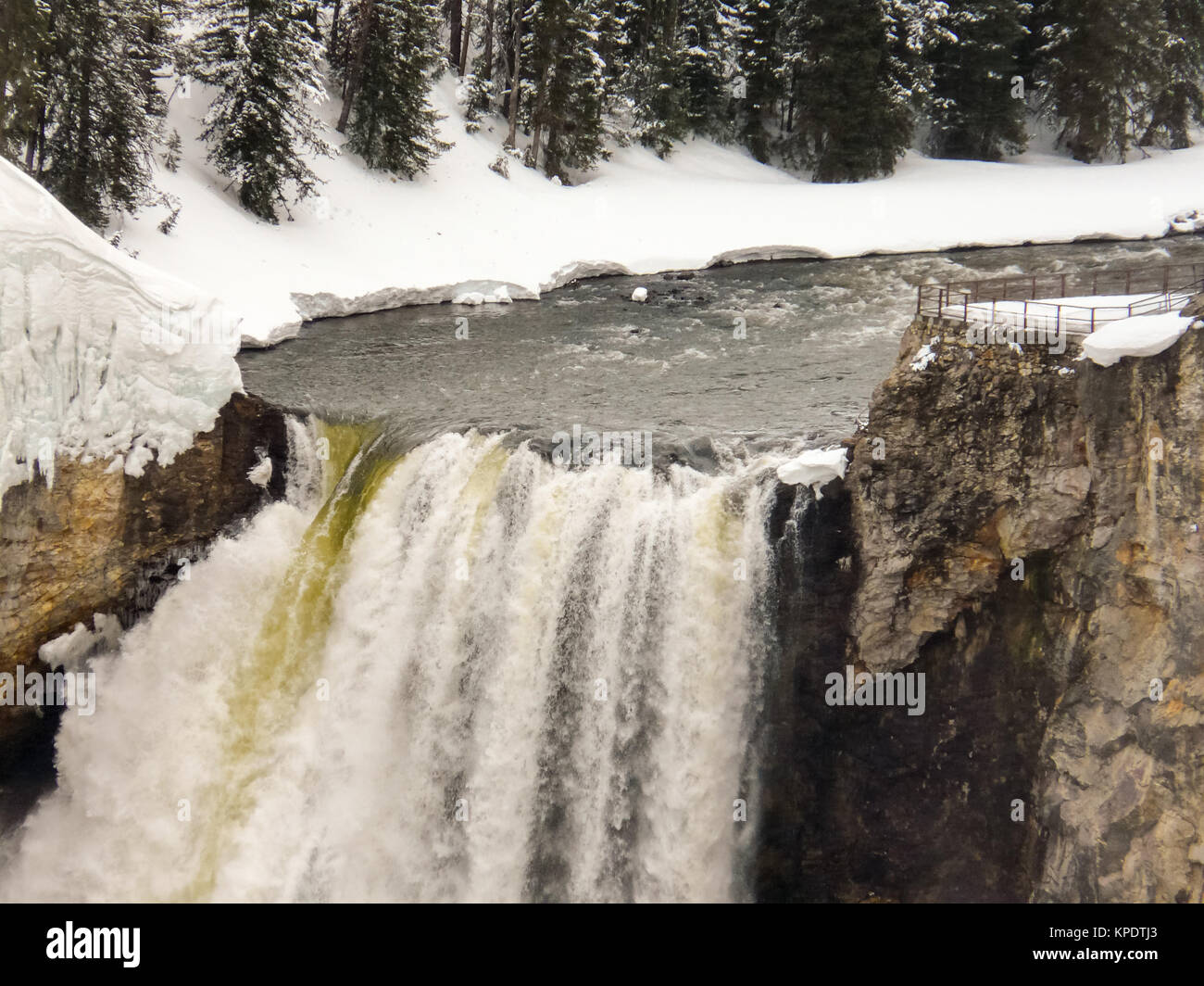 Yellowstone Fall with viewpoint Stock Photo - Alamy