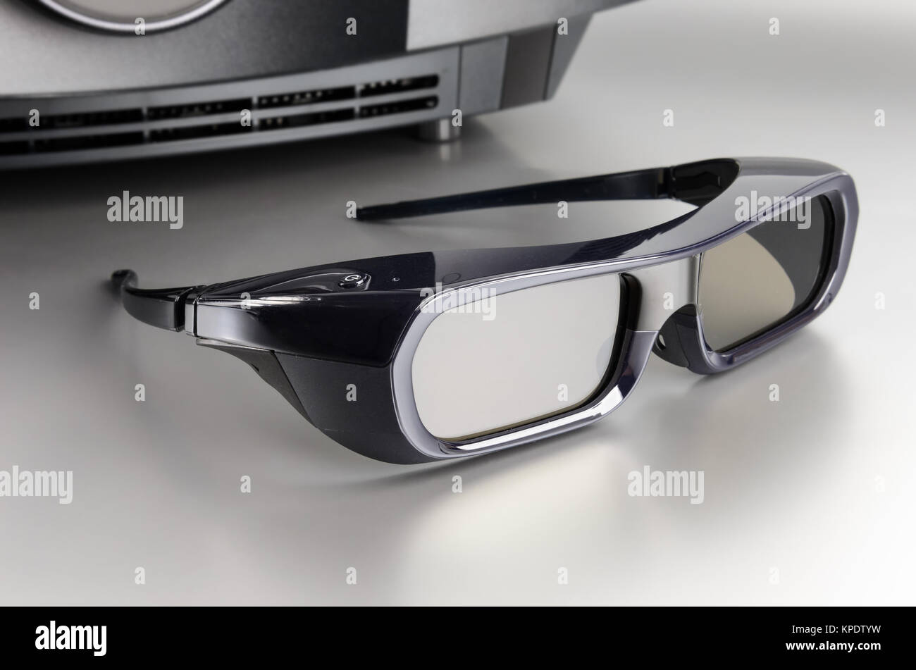 Huge black home cinema projector with 3D glasses Stock Photo - Alamy