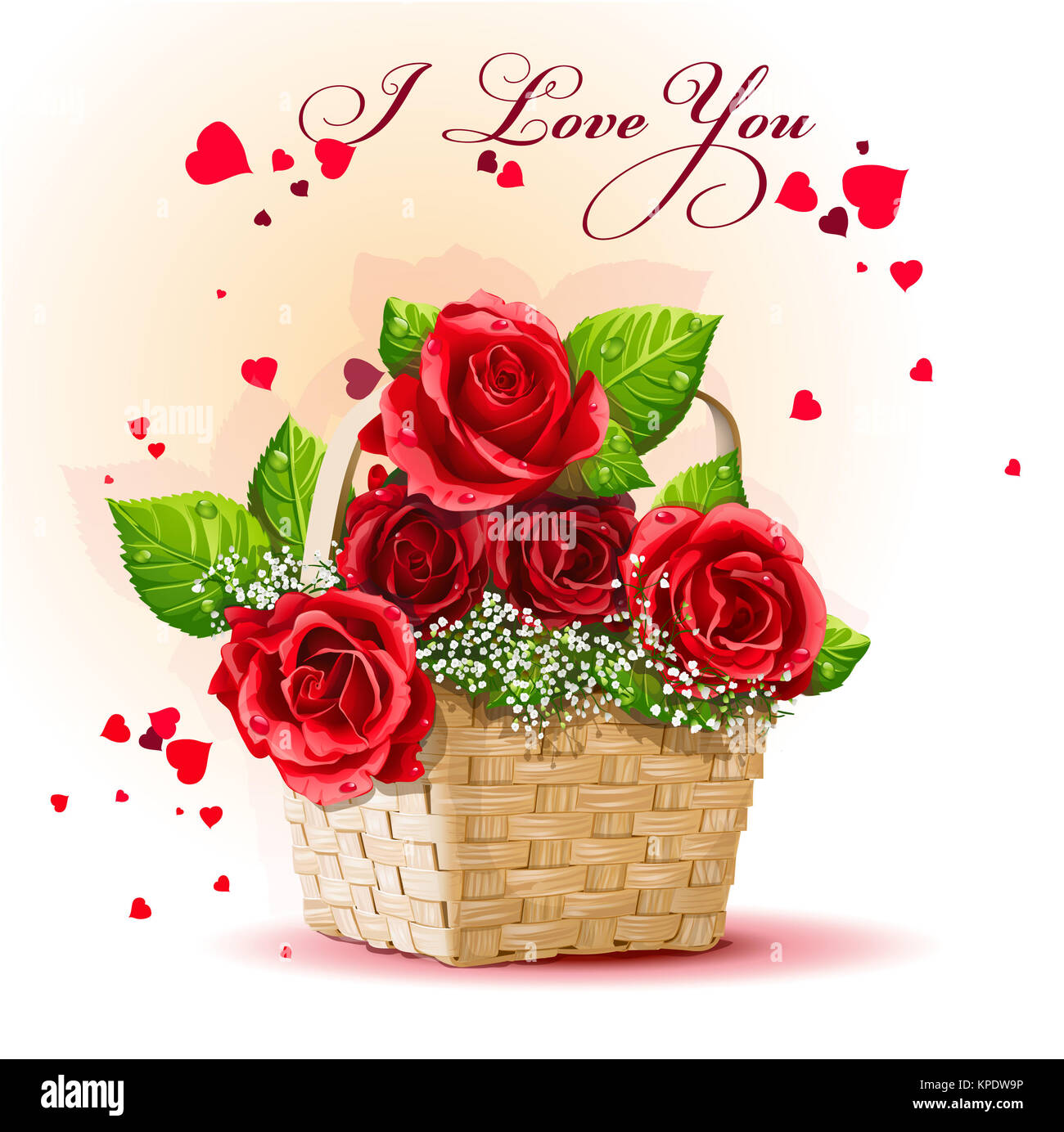 Red roses in a basket Stock Photo - Alamy
