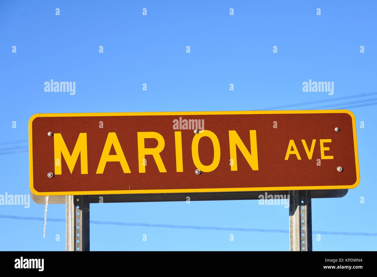 Street sign for Marion Avenue in Speculator, NY USA Stock Photo - Alamy