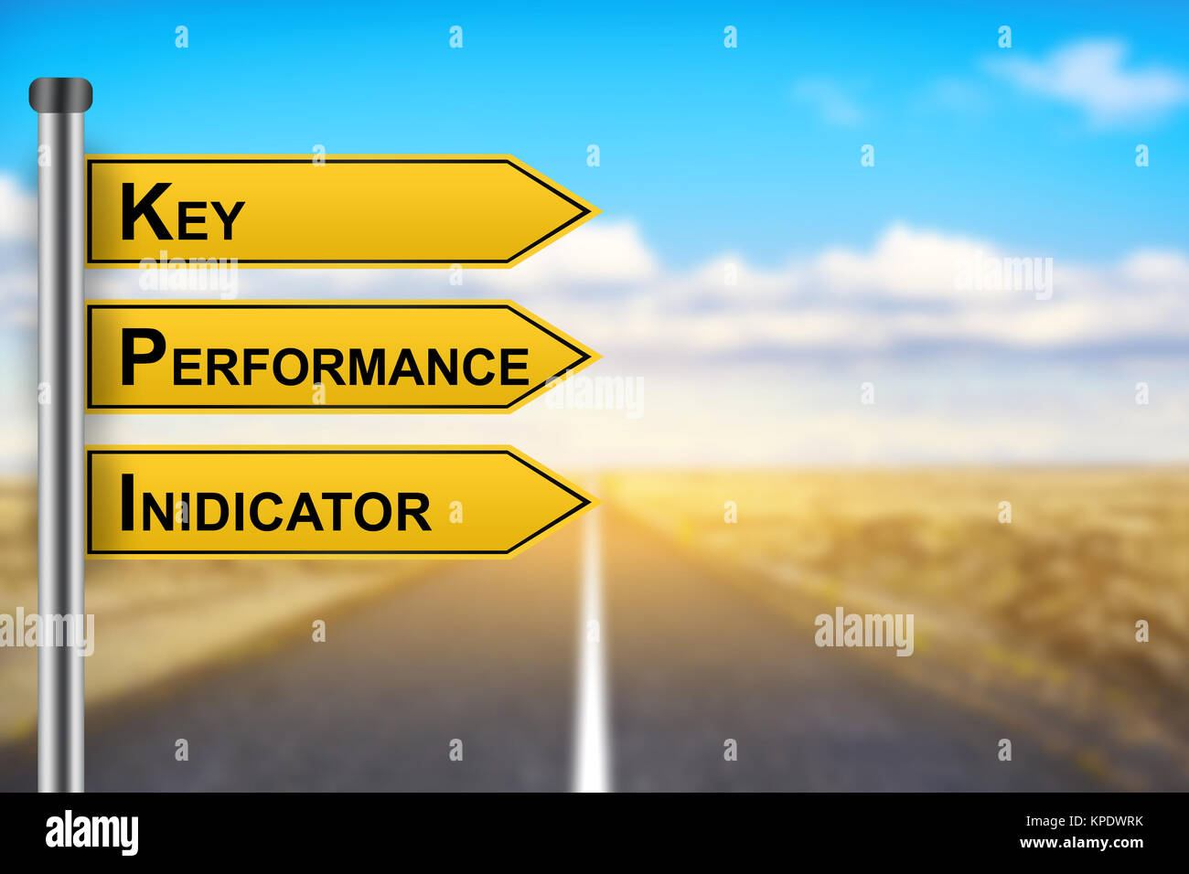 KPI or Key Performance Indicator words on yellow road sign Stock Photo ...