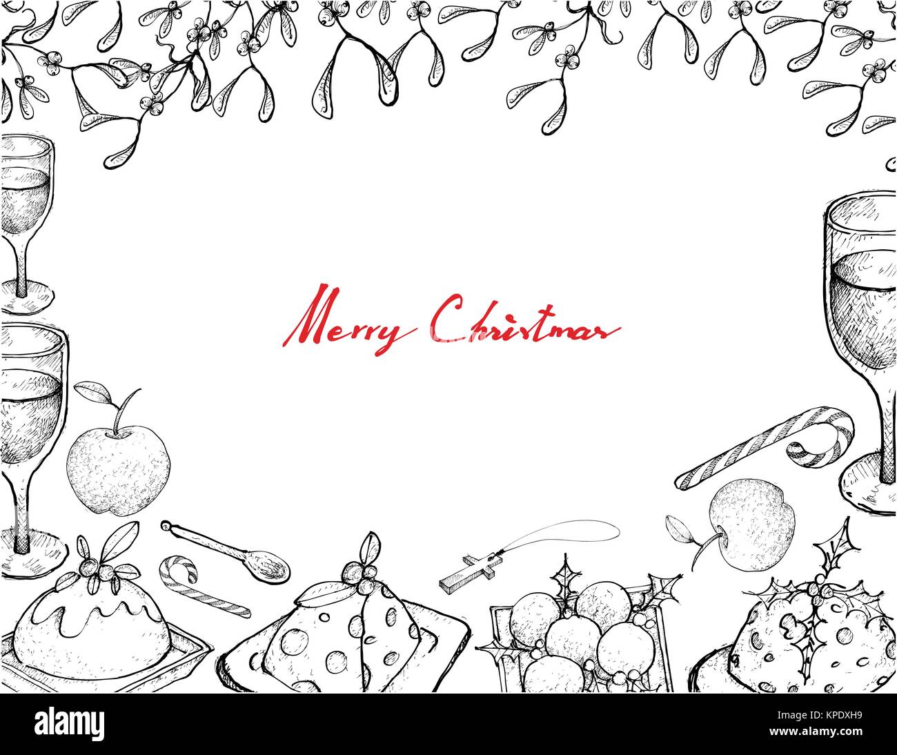 Christmas pudding line drawing hi-res stock photography and images - Alamy