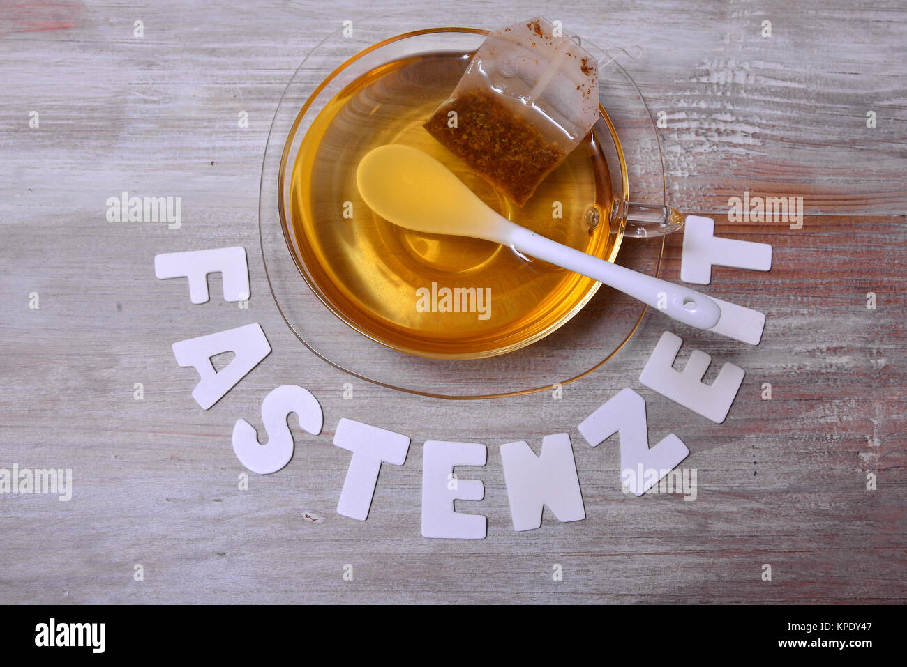 fasting tea letter wood Stock Photo - Alamy