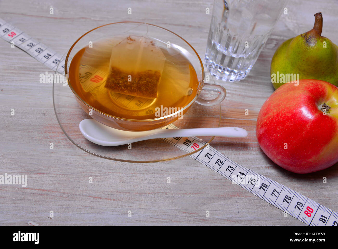 slimming apple pear tea tape Stock Photo - Alamy