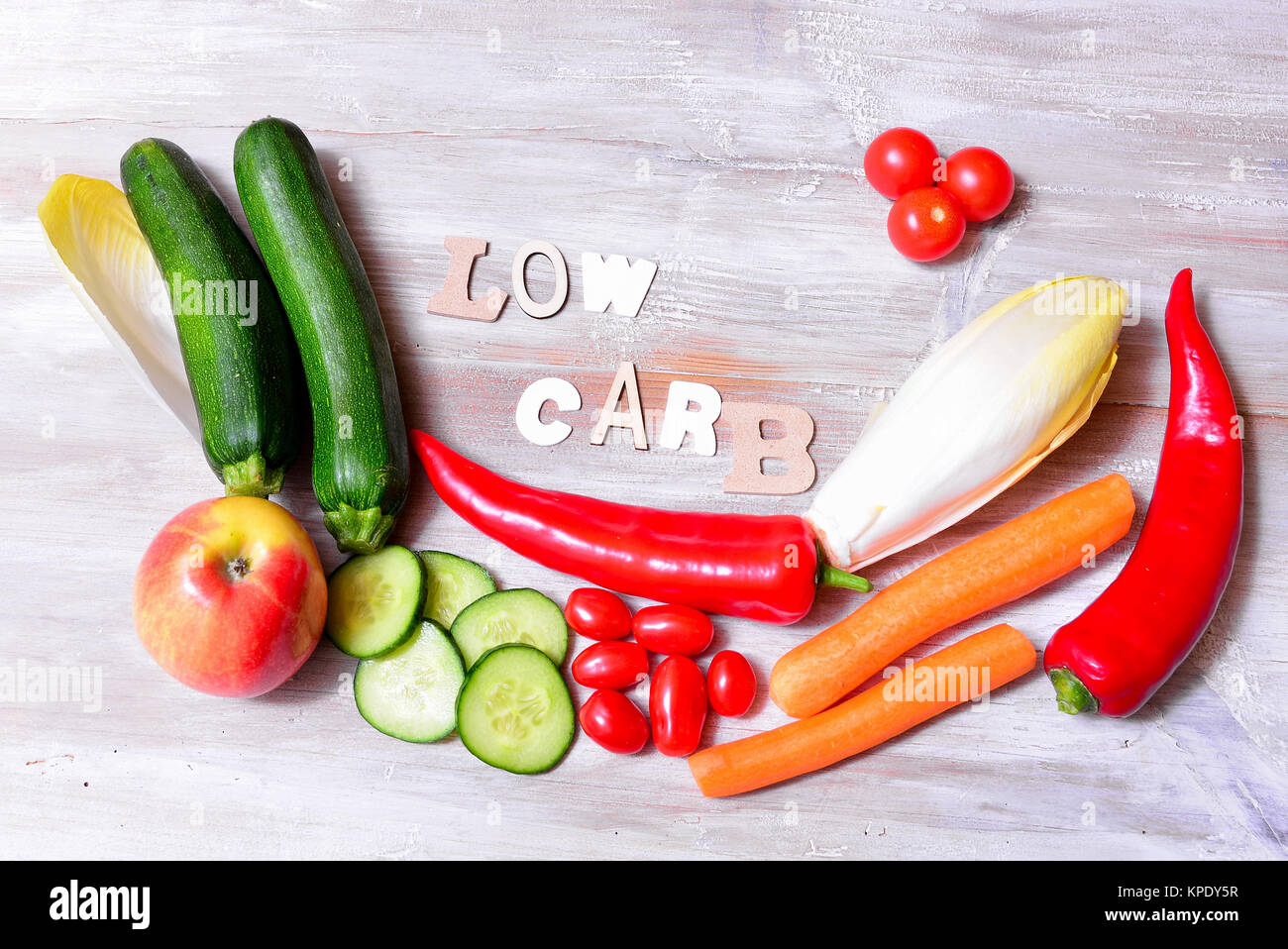 low carb vegetable letter text Stock Photo - Alamy