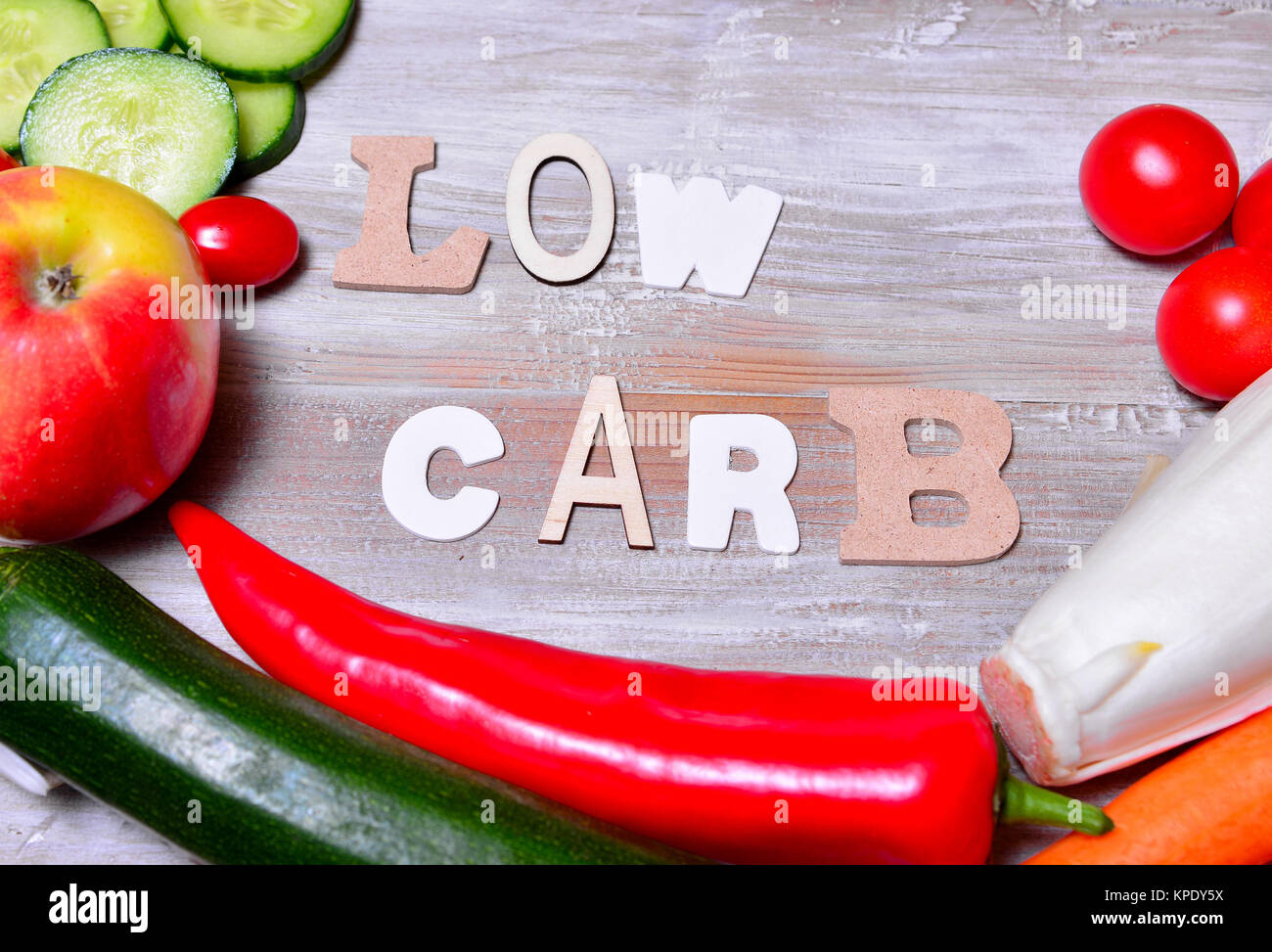 low carb vegetable letter text Stock Photo - Alamy