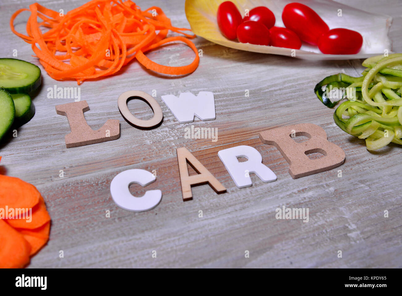low carb vegetable letter text Stock Photo - Alamy