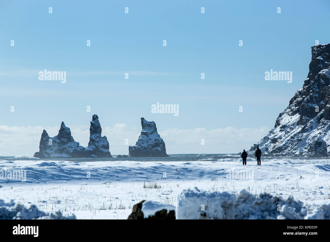 Three pinnacles of Vik, South Iceland in wintertime Stock Photo - Alamy