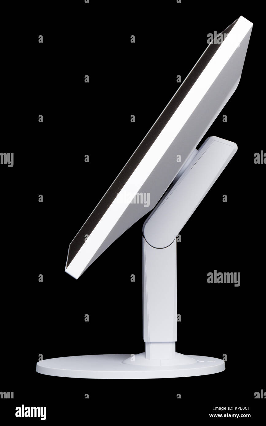 Stylish, modern LCD computer display in white, side view Stock Photo ...