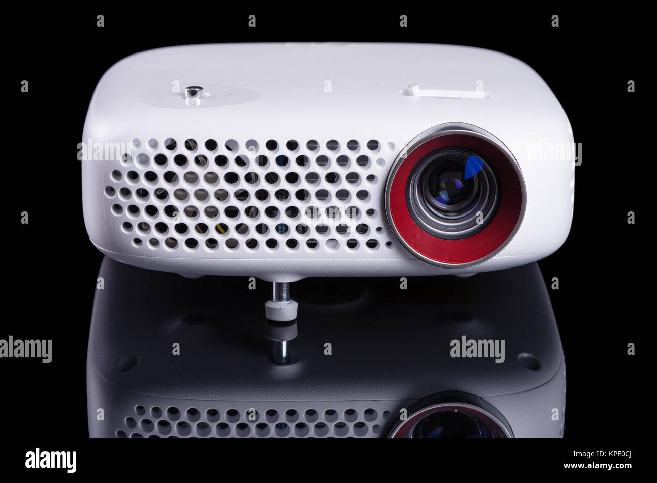 Stylish mini home cinema LED projector, lightweight tech gadget Stock ...