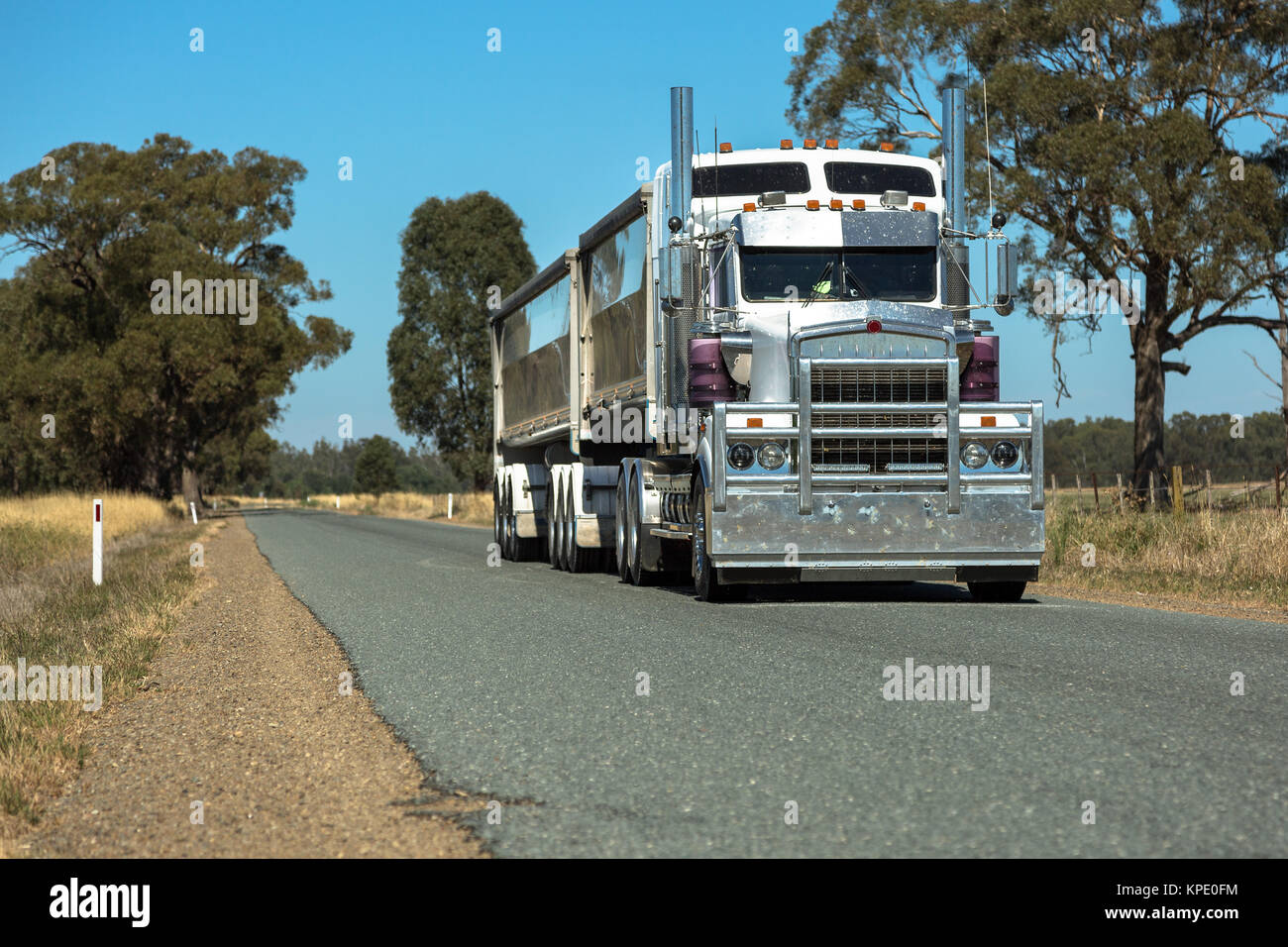 Semi Trailer Road Transport on rural road Stock Photo - Alamy