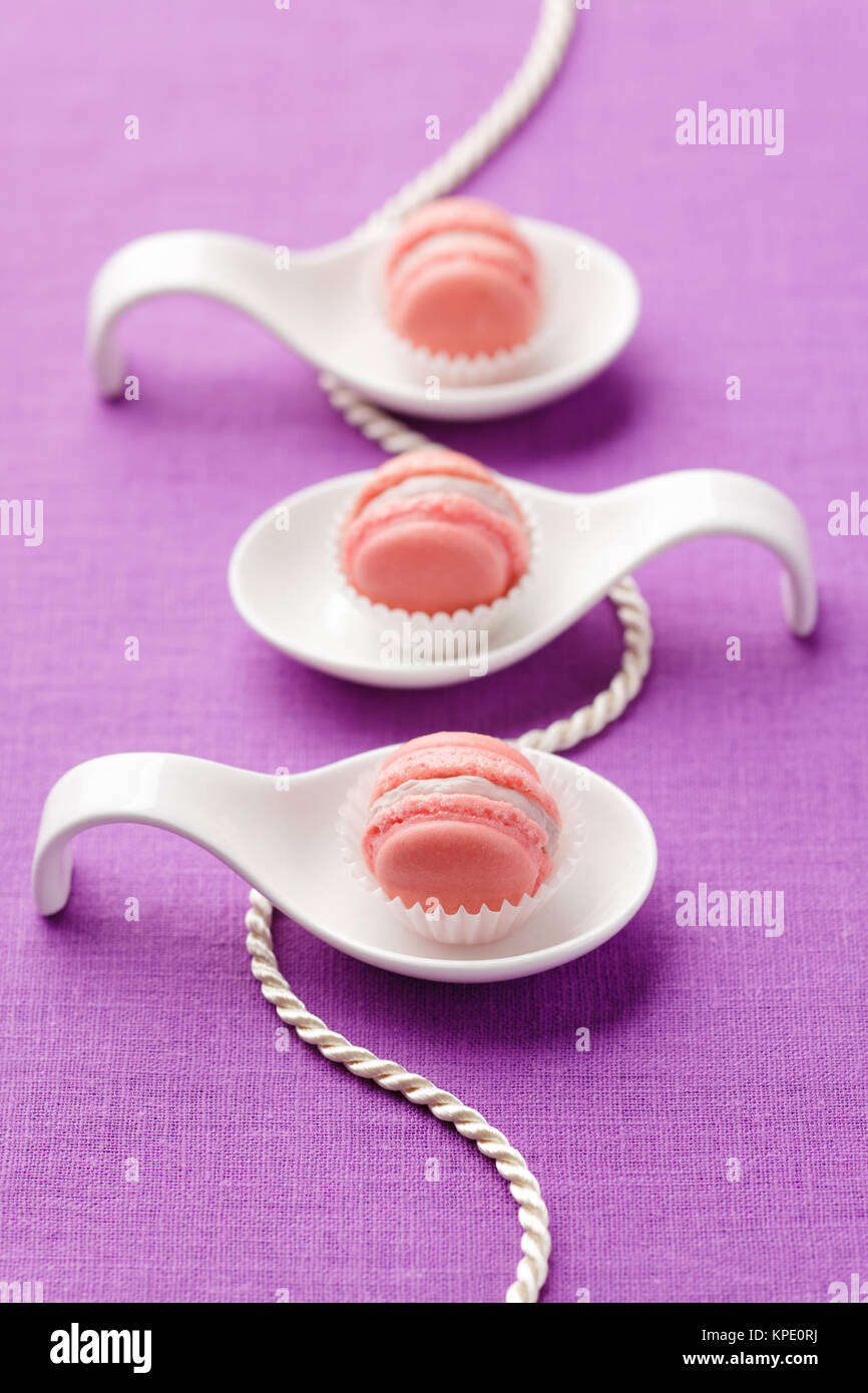 Pink macarons in a box Stock Photo - Alamy