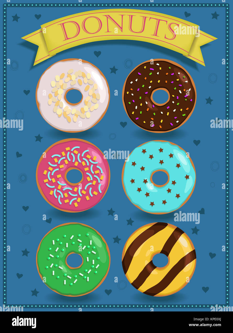 Poster vector with colorful donuts Stock Photo - Alamy