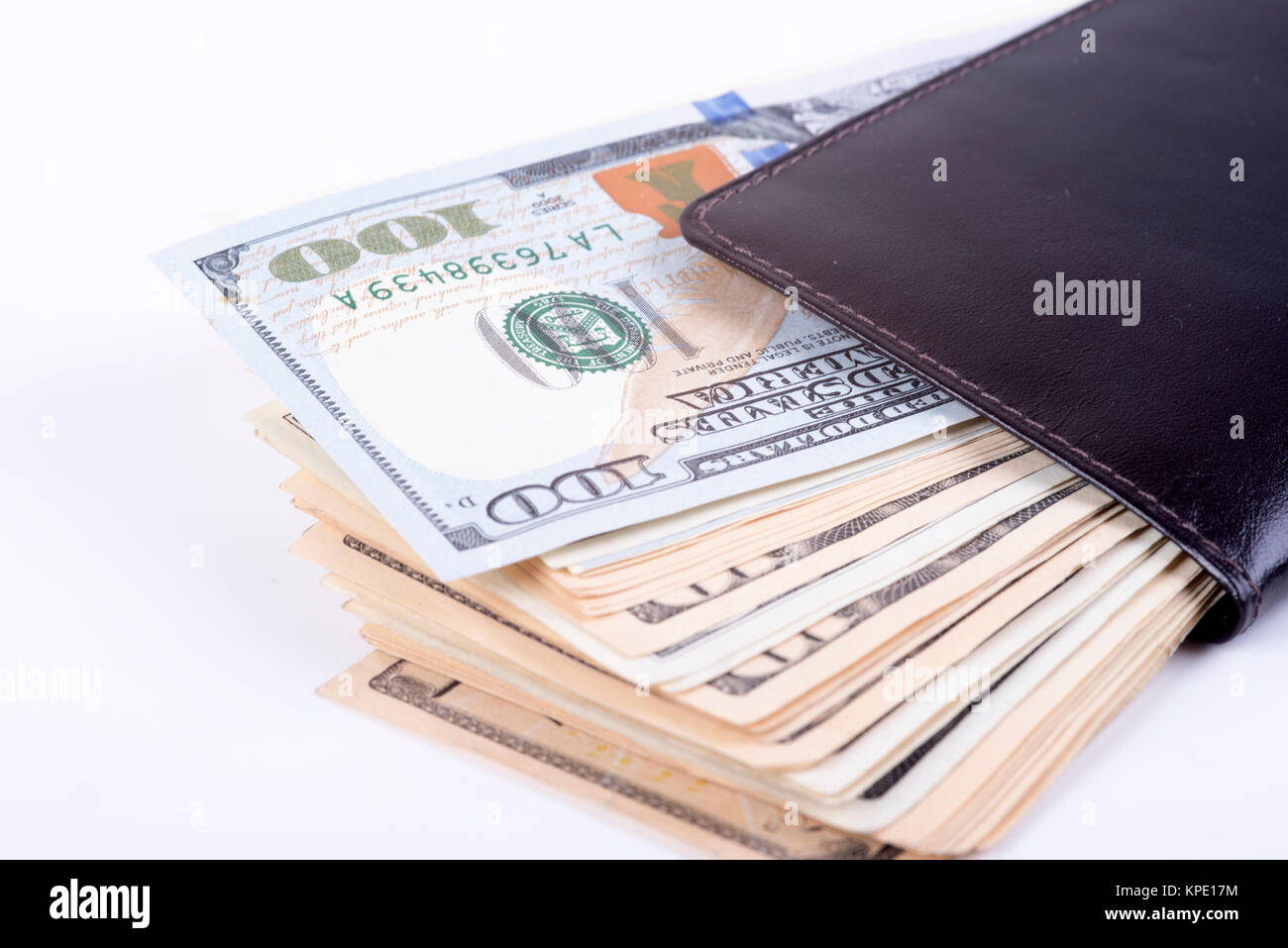 dollar banknotes on a white background Stock Photo - Alamy