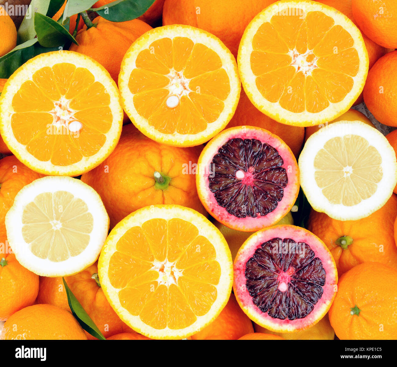 Citrus fruit and freshly harvested produce an organic crop Stock Photo ...