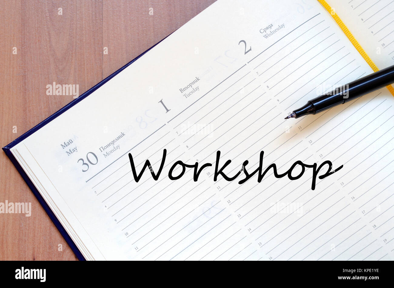 Workshop write on notebook Stock Photo - Alamy