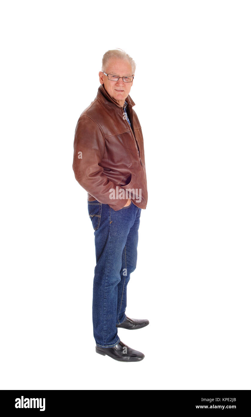 Senior man standing in profile Stock Photo - Alamy