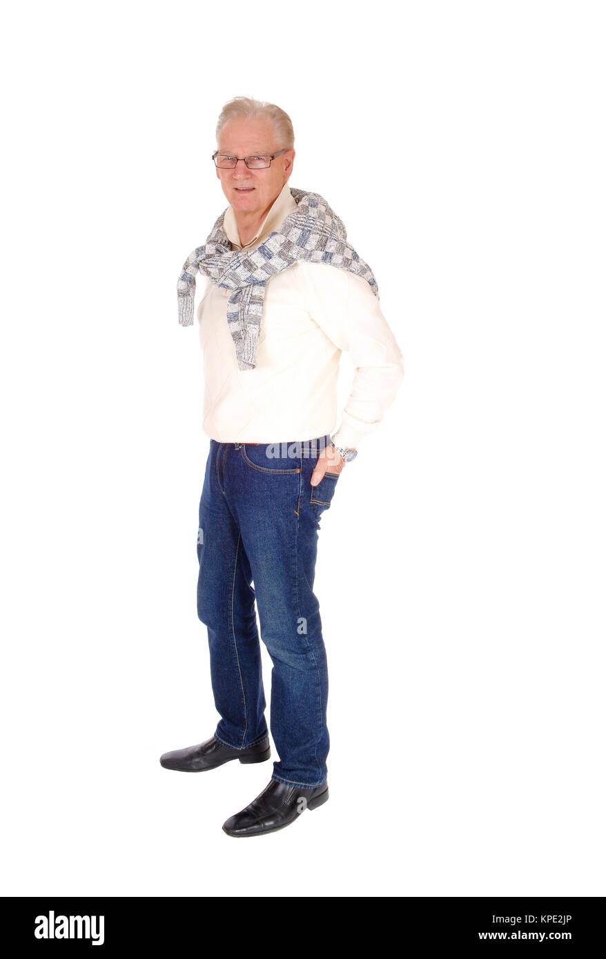 Senior man standing full length Stock Photo - Alamy
