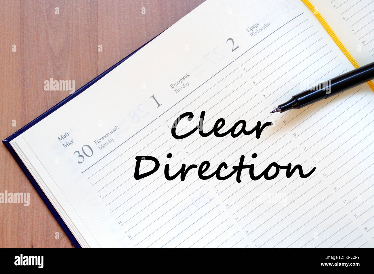 Clear direction write on notebook Stock Photo - Alamy