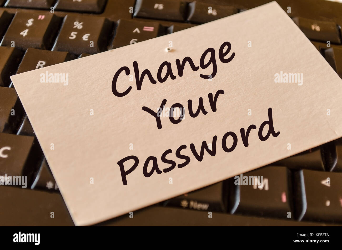 Change your password text note Stock Photo - Alamy
