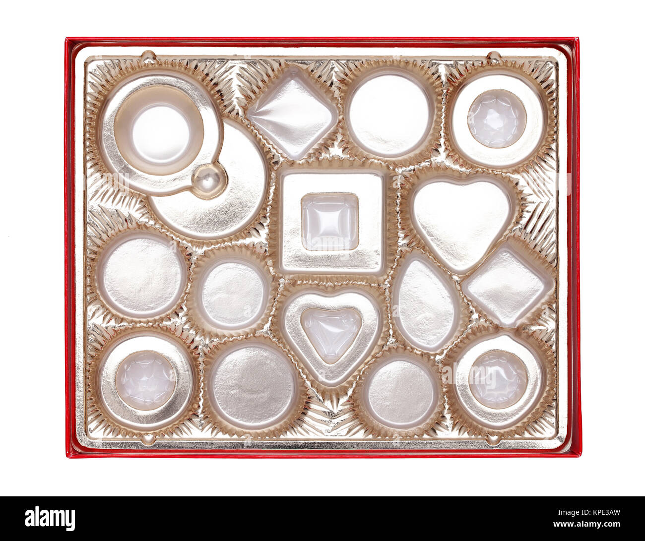 Confectionery box with partitions on white background Stock Photo - Alamy