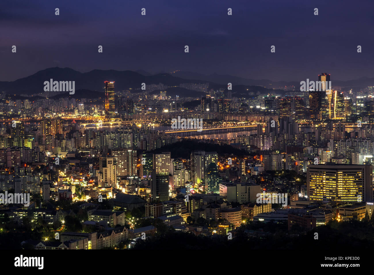 Night view over Seoul Stock Photo - Alamy