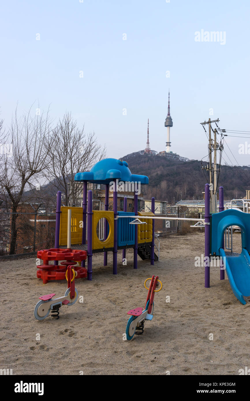 playground with n seoul tower Stock Photo - Alamy