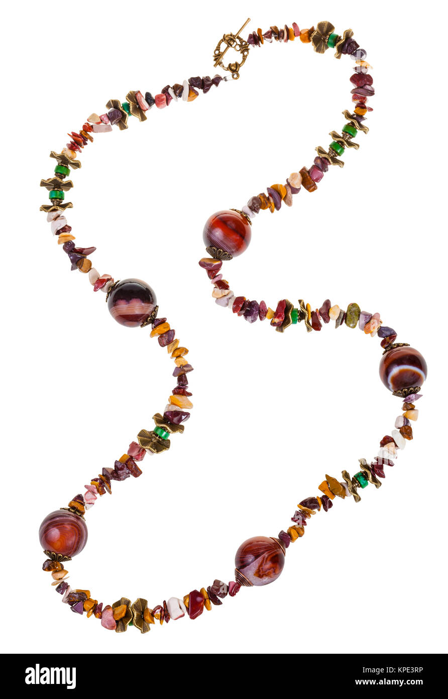 necklace from natural gemstone chippings isolated Stock Photo - Alamy
