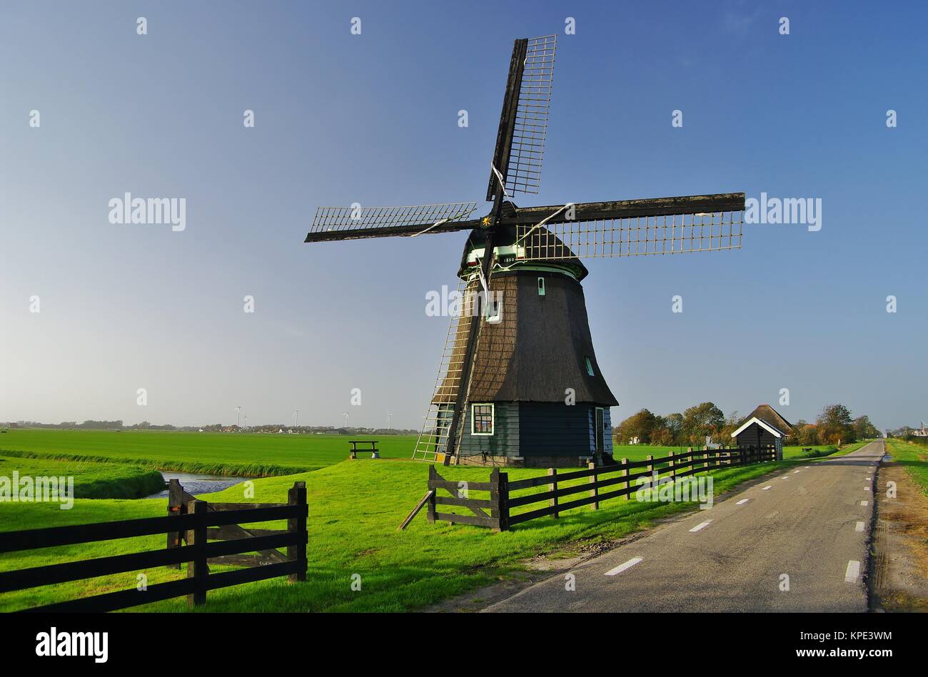 Windmill "Molen F",1890,Burgerbrug,North Holland Stock Photo - Alamy