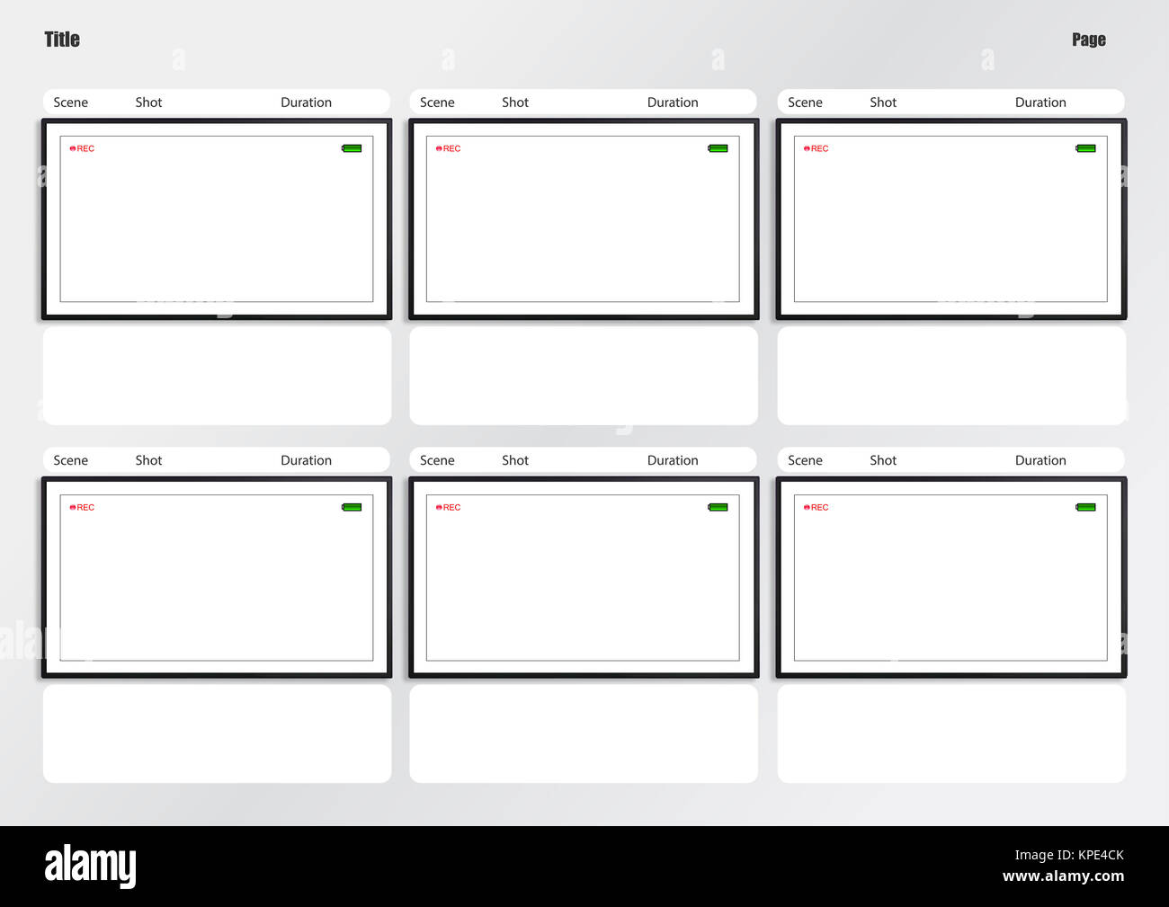 Camera viewfinder storyboard template 6 frame Stock Photo - Alamy