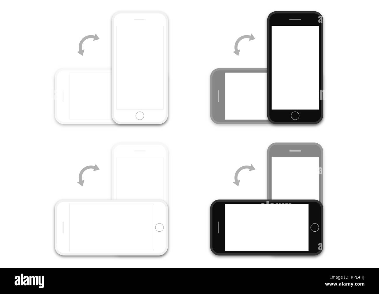 phone black and white os rotation layout template Stock Photo - Alamy