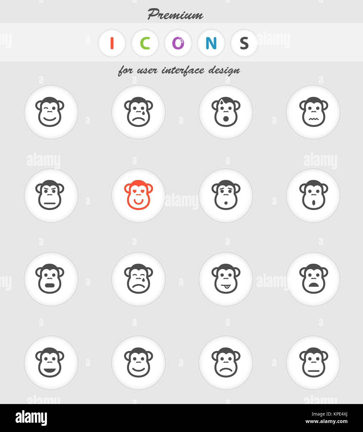 Monkey emotions simply icons Stock Photo - Alamy