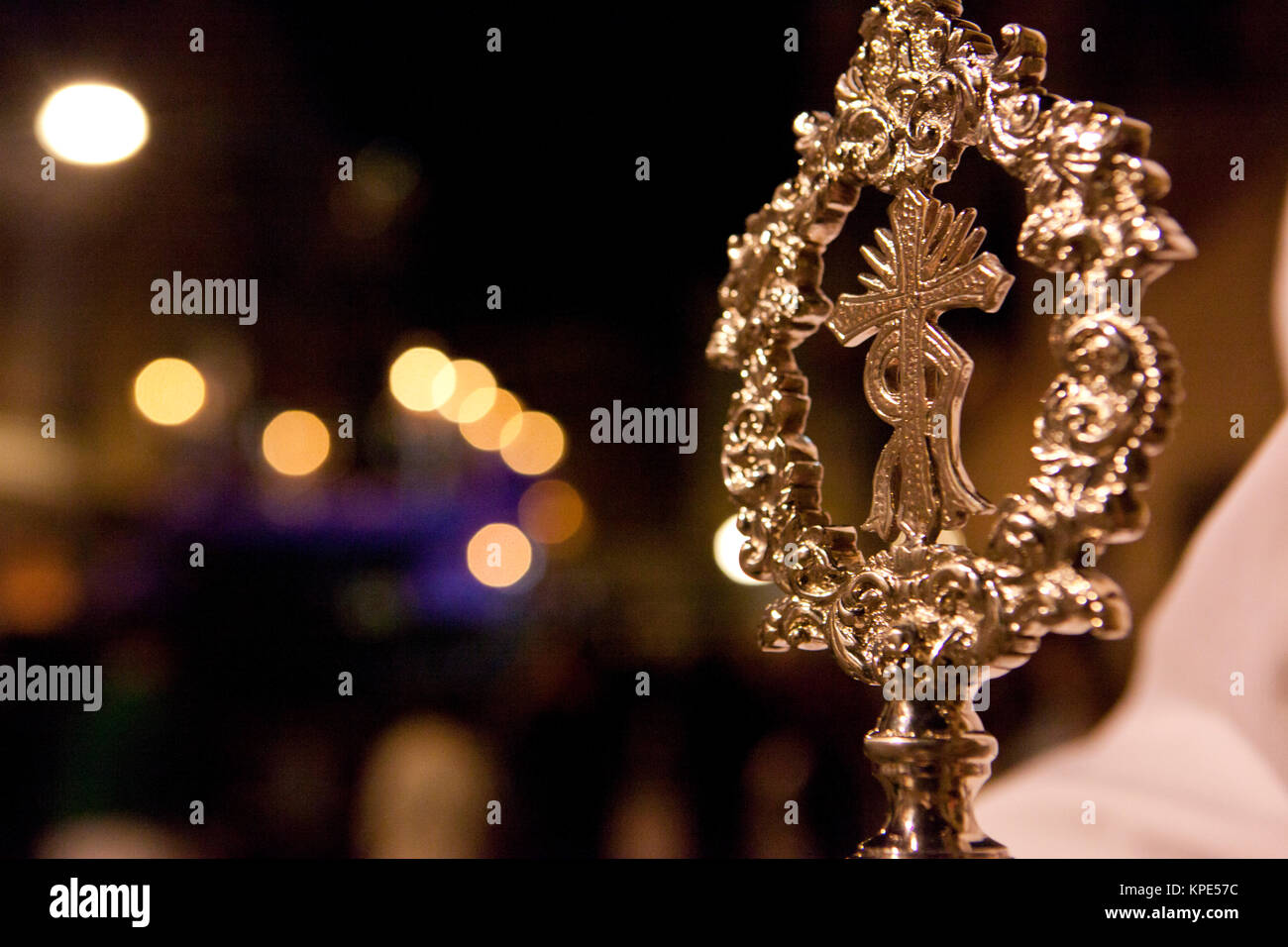 Nazareno holding a silver cane at Holy Week, Spain Stock Photo - Alamy
