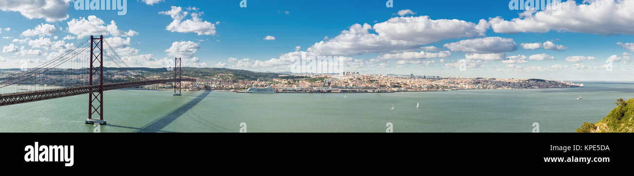 Panorama Lisbon Bridge Stock Photo - Alamy