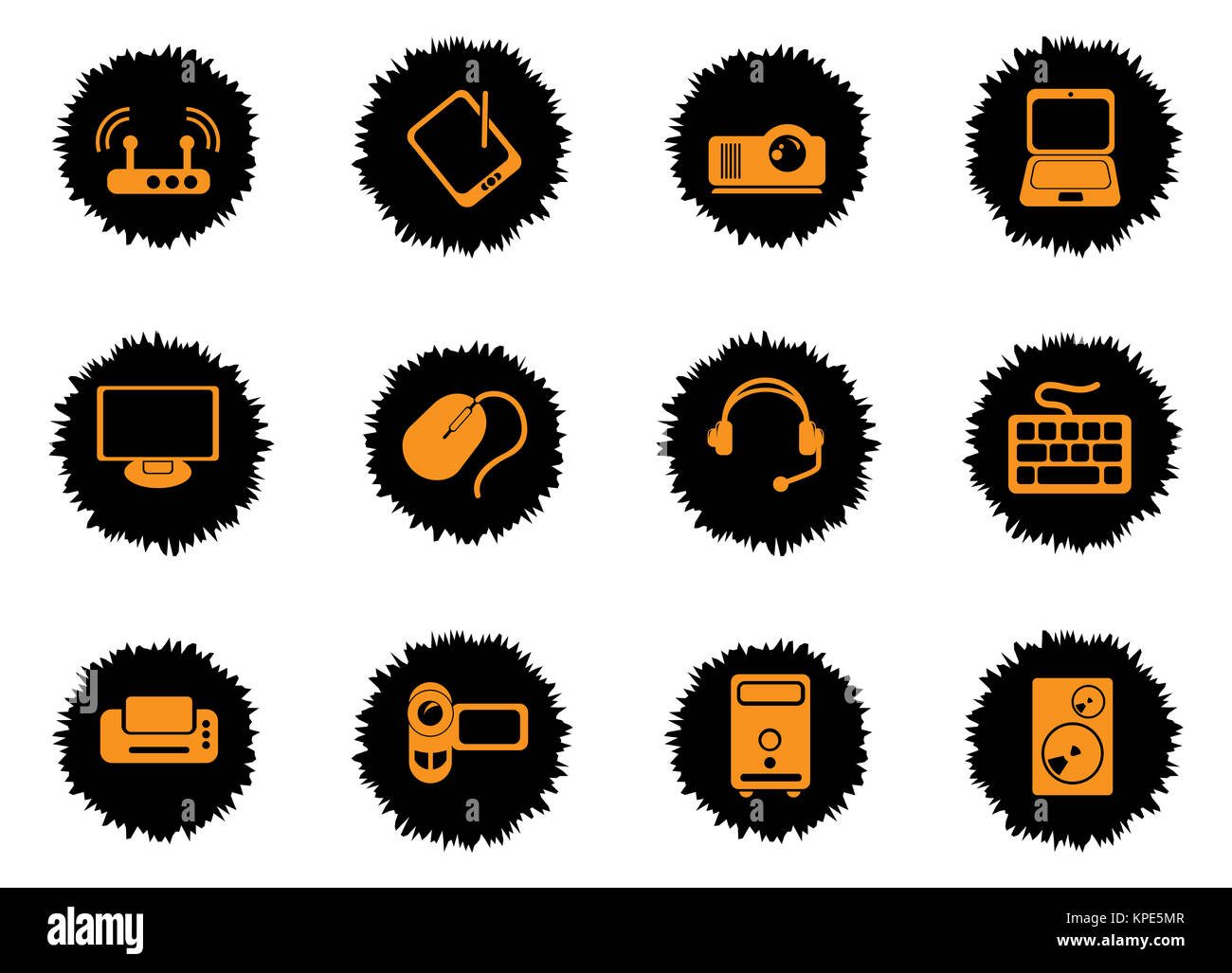 Computer equipment simple vector icons Stock Photo - Alamy