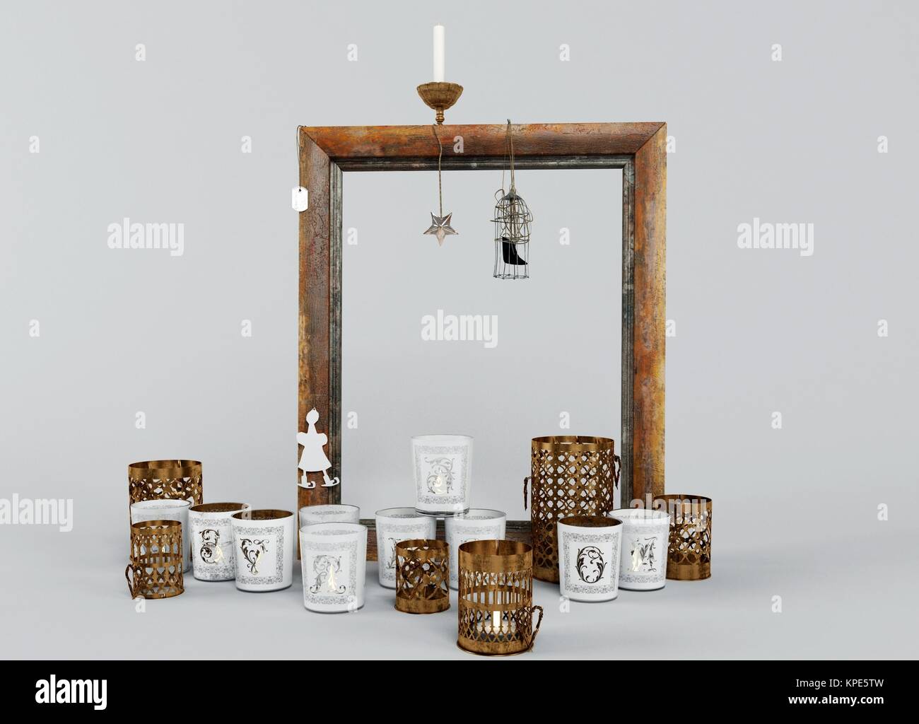 candles with frame 3d Stock Photo - Alamy