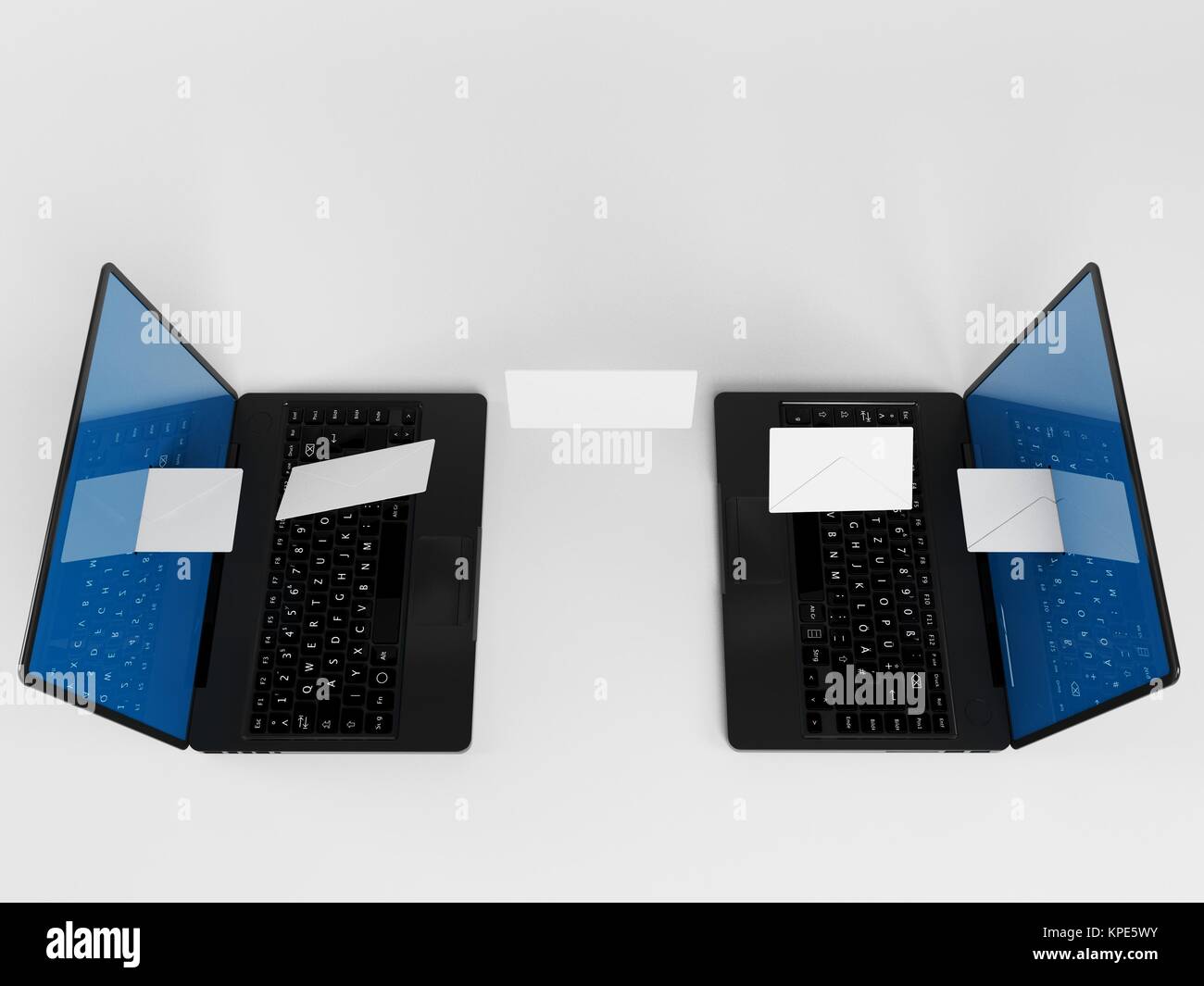 two laptops communicating Stock Photo - Alamy