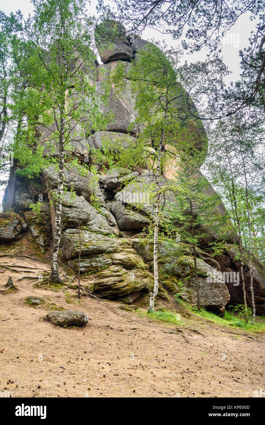 Central pillars of Russian reserve Stolby Nature Sanctuary. Near ...
