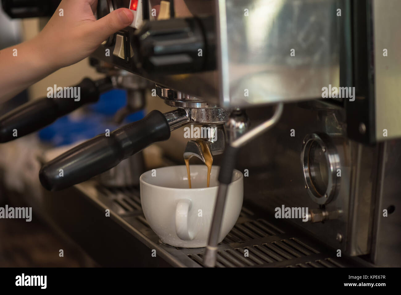 preparing coffee in cafe Stock Photo - Alamy