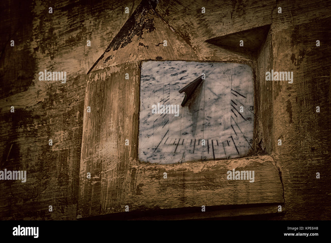 and the gnomon in the antique broken wall Stock Photo - Alamy