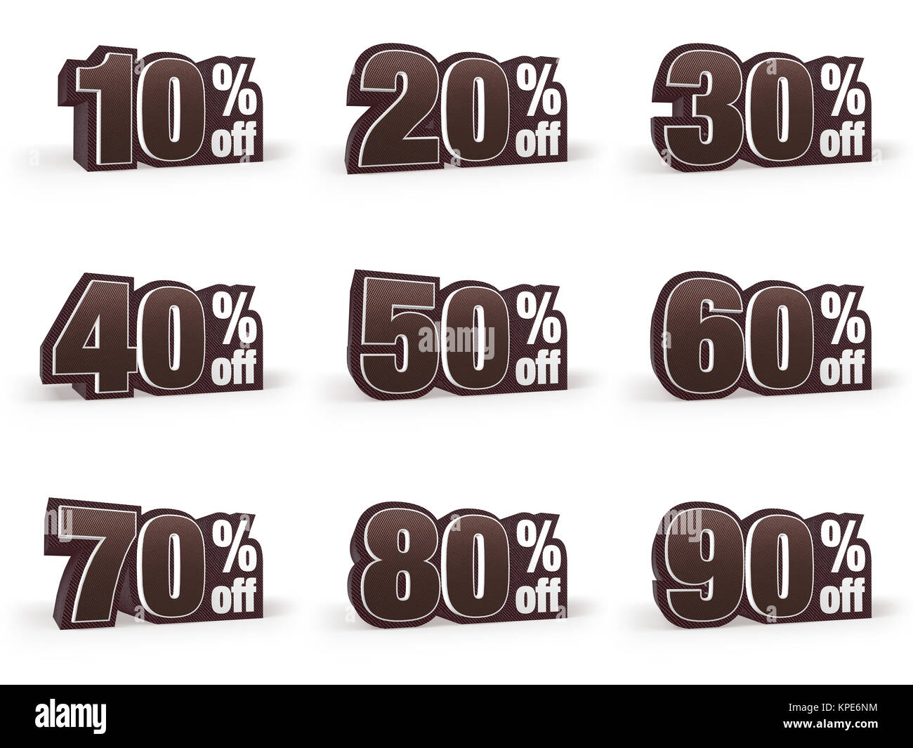 Discount price signs in brown suit look, isolated on white background ...