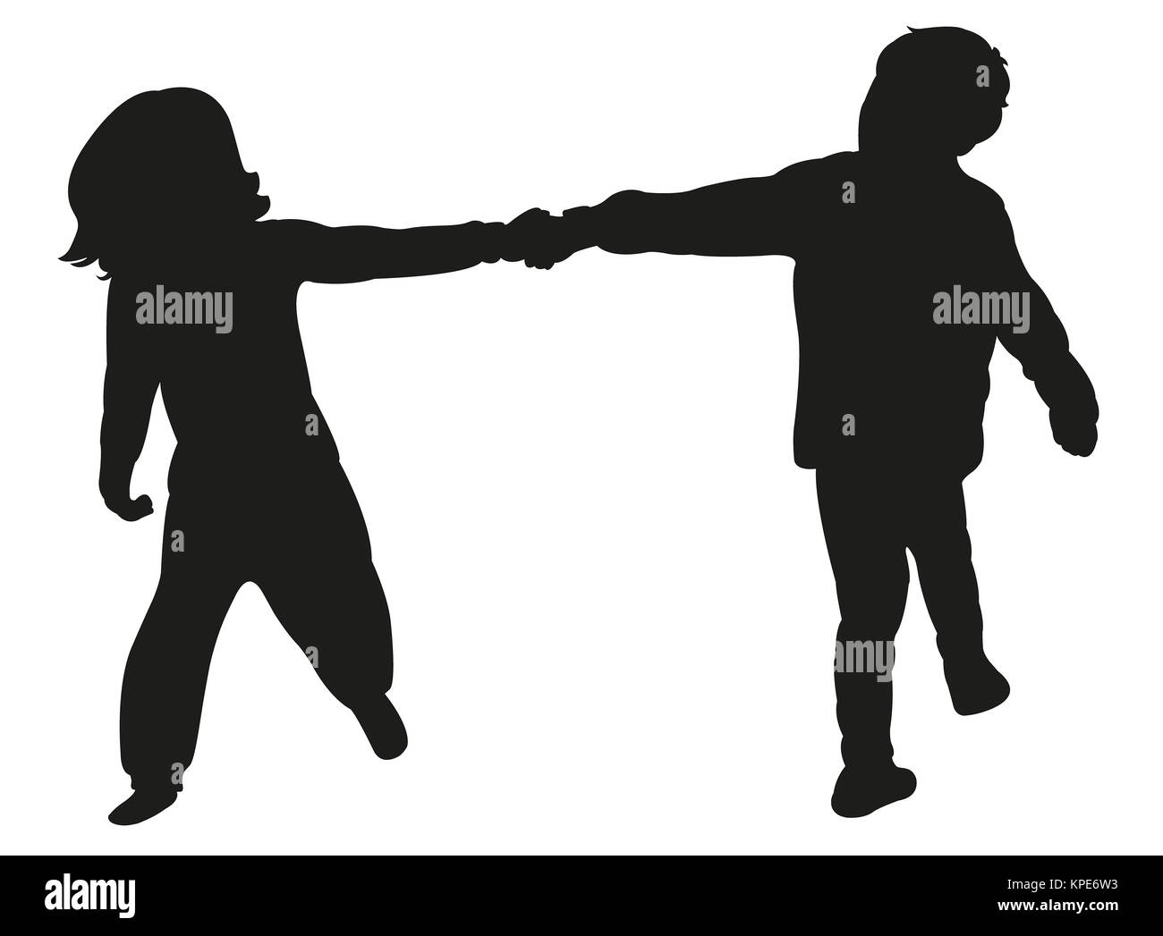 two running children on white background Stock Photo - Alamy
